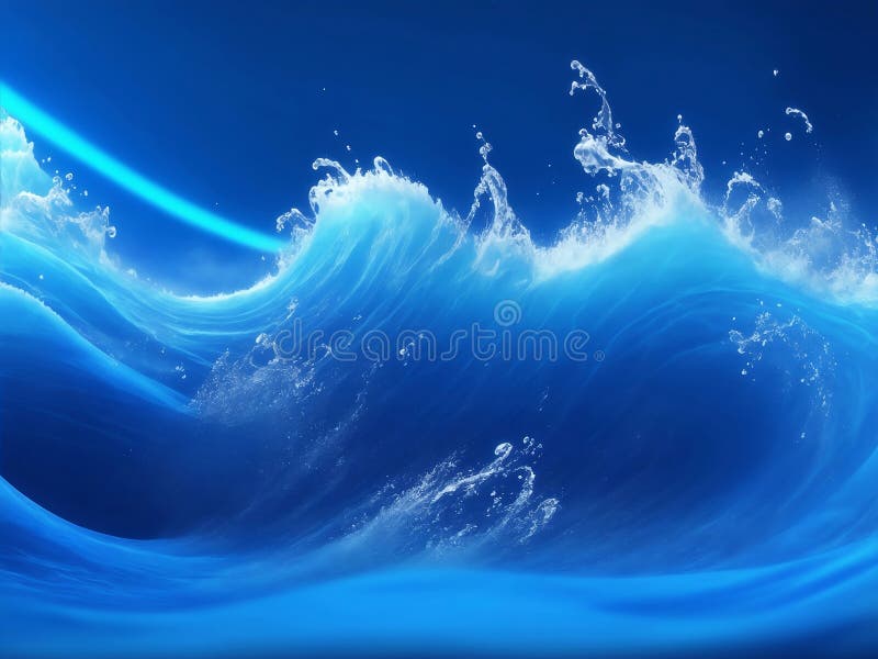 Splash Blue Flowing Wave, Generative AI Illustration Stock Illustration ...