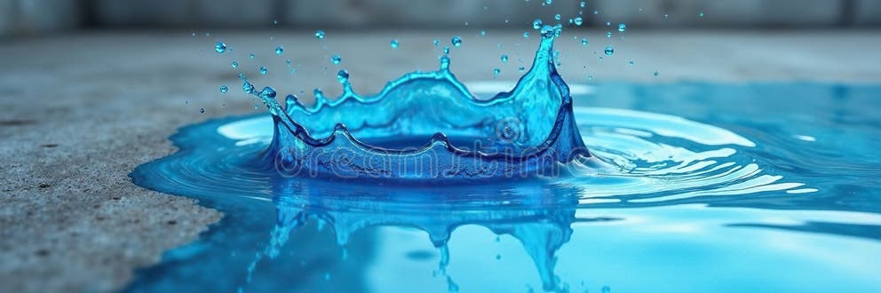 Splash of Blue Liquid on a Concrete Floor with Ripples Wave Ripple ...