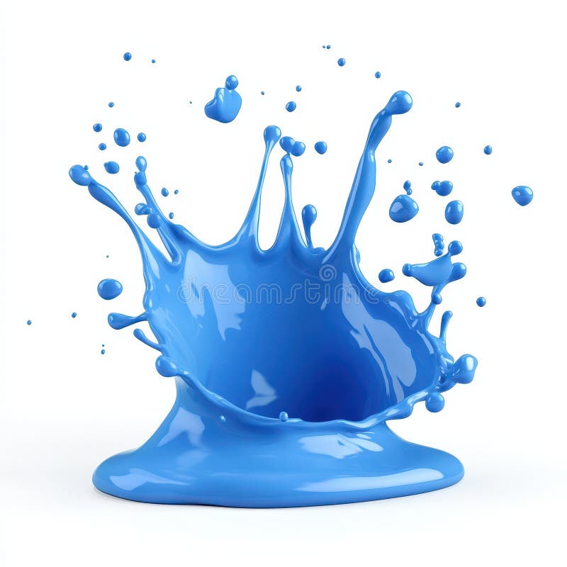 A Splash of Blue Paint Creating Dynamic Droplets Against a White ...