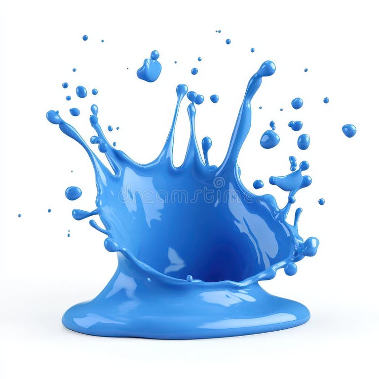 A Splash of Blue Paint Creating Dynamic Droplets Against a White ...