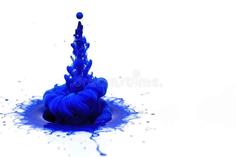 A Splash of Blue Paint on a White Background. Space for Text. Stock ...