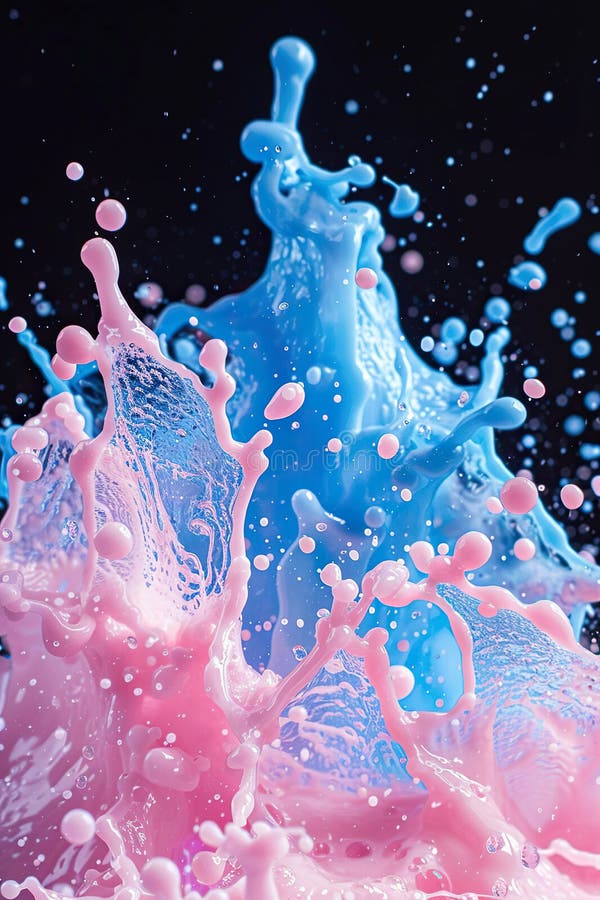 Splash of Blue and Pink Liquid on a Black Background Stock Photo ...