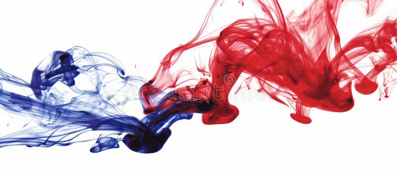 Splash of Blue and Red Ink Paint in Water on White Background Stock ...