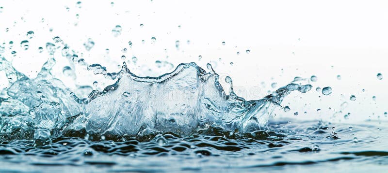 A Splash of Blue Water with Bubbles on a White Background, Copy Space ...