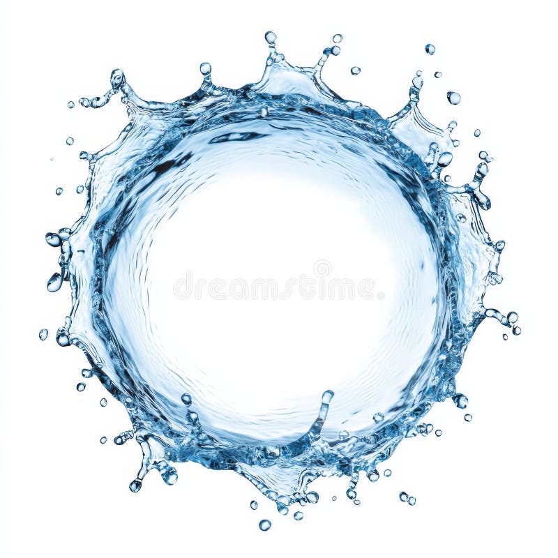 A Splash of Blue Water, Rounded and Isolated Against a White Background ...