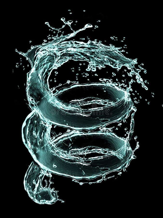 Water Spiral with Water Droplets Isolated. 3D Illustration Stock ...