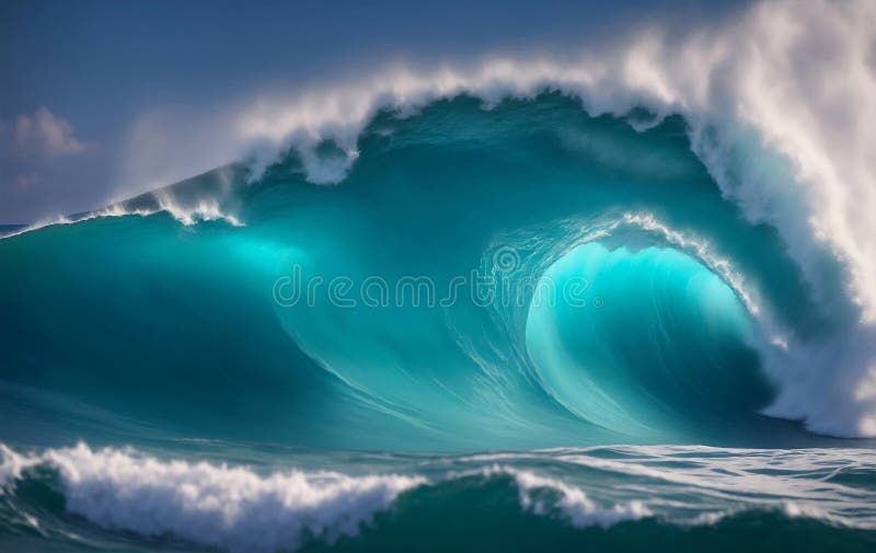 Splash Blue Wave in the Sea, Generative AI Illustration Stock ...