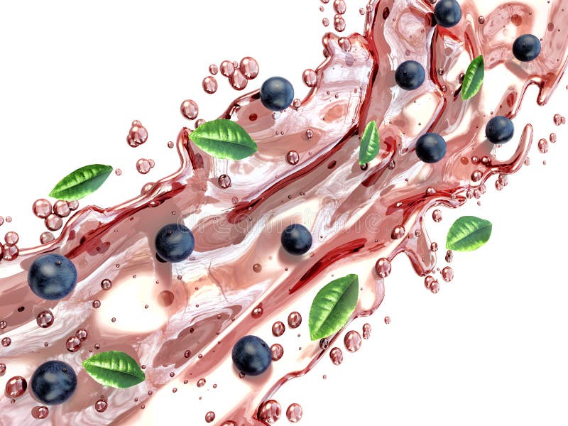Splash with Blueberry Isolated on White Stock Illustration ...