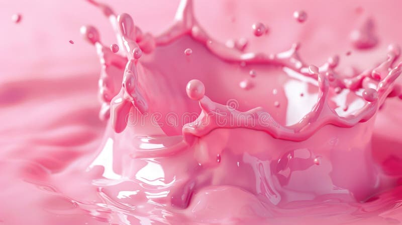 A Splash of Bright Pink Liquid with a Shiny Crown on Top, Suitable for ...