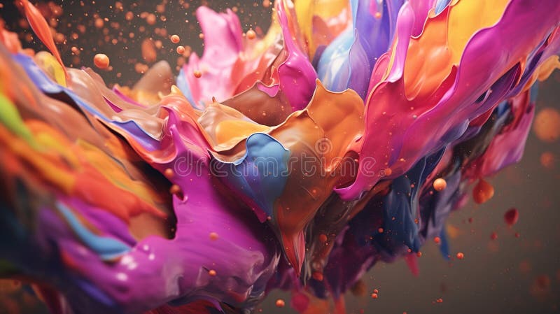 A Splash of Bright Thick Paint. 3D Abstract Background of Mixing Liquid ...