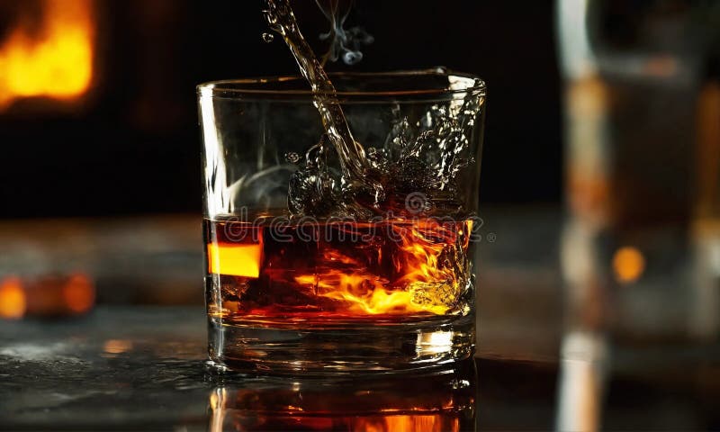 Splash of Burning Water. Burning Full Glass of Liq Stock Illustration ...