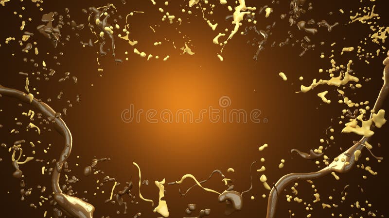 Splash of Caramel and Chocolate, 3D Illustration, 3D Rendering Stock ...