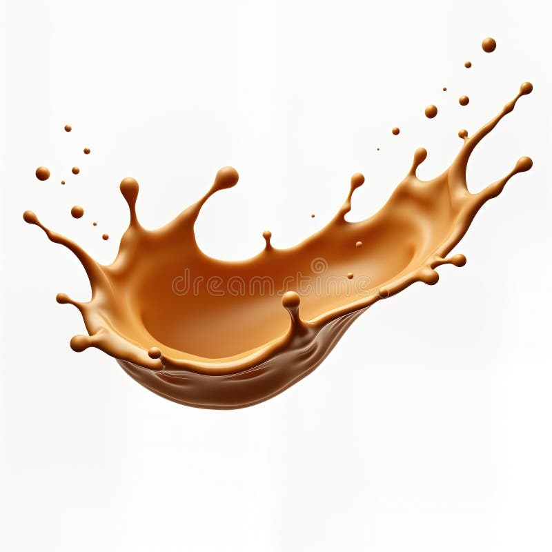 Splash of Caramel Liquid in Mid-air. Smooth Liquid Forms Dynamic Splash ...