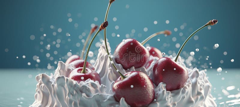 Splash of Cherry Fruit Ice Cream Background Stock Illustration ...