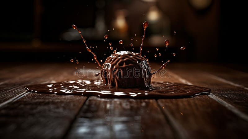 A Splash of Chocolate with a Drop of Water on the Table. Al Generated ...