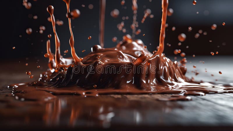 A Splash of Chocolate with a Drop of Water on the Table. Al Generated ...