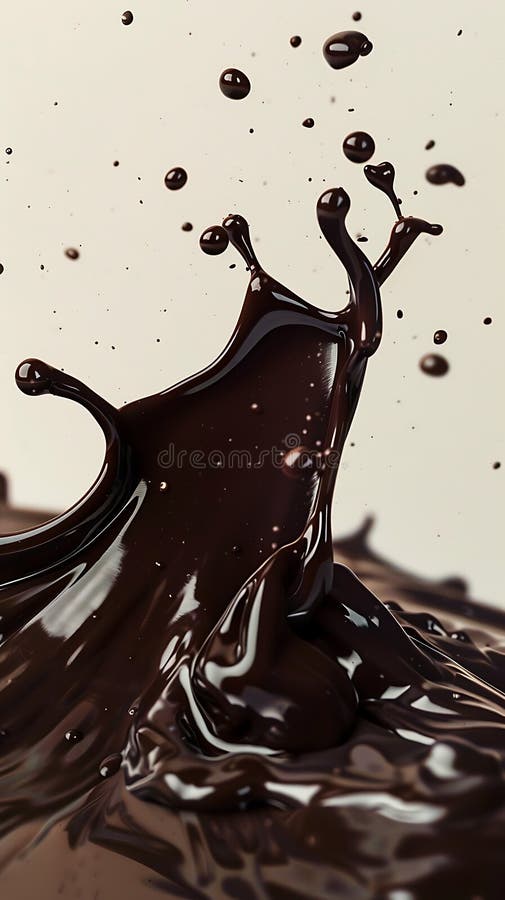 Splash of Dark Chocolate Isolated on White Background, Vertical Stock ...