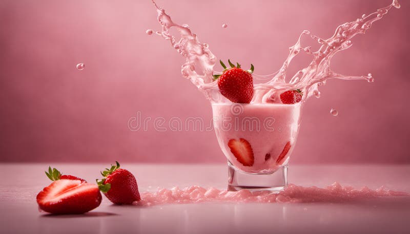 Splash Strawberry Milkshake Concept Stock Illustration - Illustration ...