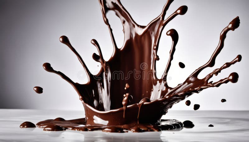 A Splash of Chocolate Sauce on a White Surface Stock Illustration ...