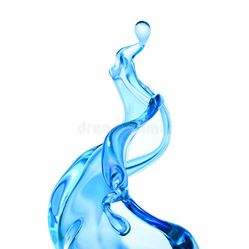 Splash of Clear Blue Liquid, Water. 3d Illustration, 3d Rendering Stock ...