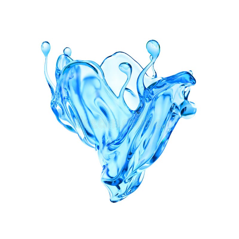 Splash of Clear Blue Liquid, Water. 3d Illustration, 3d Rendering Stock ...