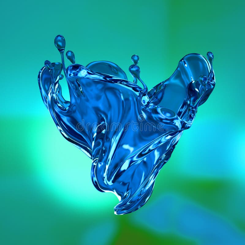 Splash of Clear Blue Liquid, Water. 3d Illustration, 3d Rendering Stock ...