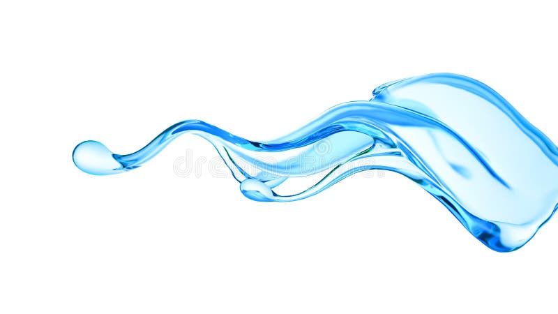 Splash of Clear Blue Liquid, Water. 3d Illustration, 3d Rendering Stock ...