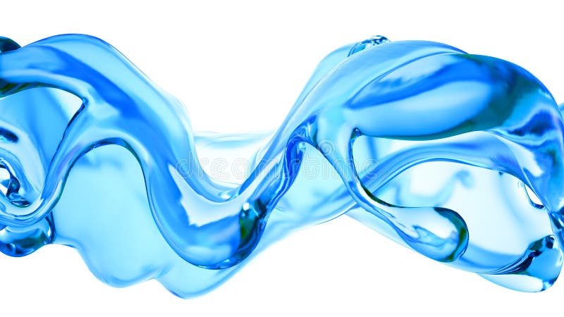 Splash of Clear Blue Liquid, Water. 3d Illustration, 3d Rendering Stock ...