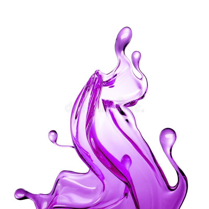 Splash of Clear Violet Liquid. 3d Illustration, 3d Rendering Stock ...