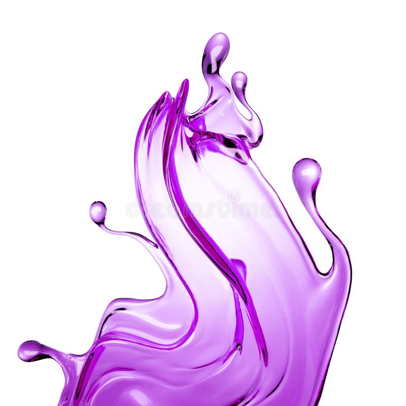 Splash of Clear Violet Liquid. 3d Illustration, 3d Rendering Stock ...