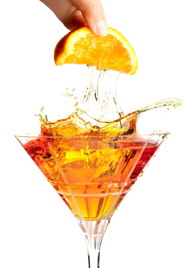 Splash Cocktail with Orange Stock Image - Image of alcohol, macro: 25377539