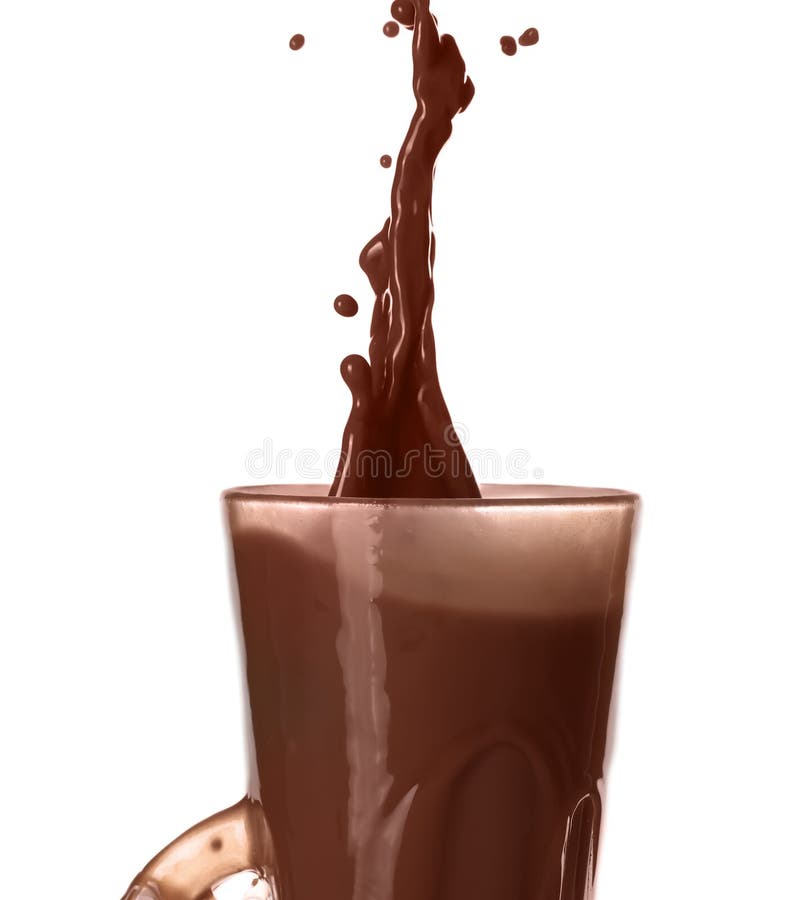 Splash of Cocoa in Glass on White Background Stock Photo - Image of ...
