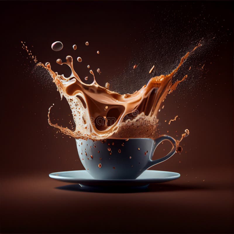 Splash Coffee.3D Coffee Cup on the Dark Background Stock Illustration ...