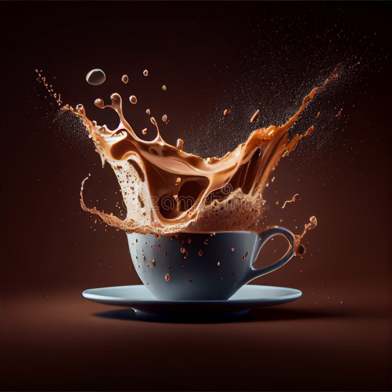 Splash Coffee.3D Coffee Cup on the Dark Background Stock Illustration ...
