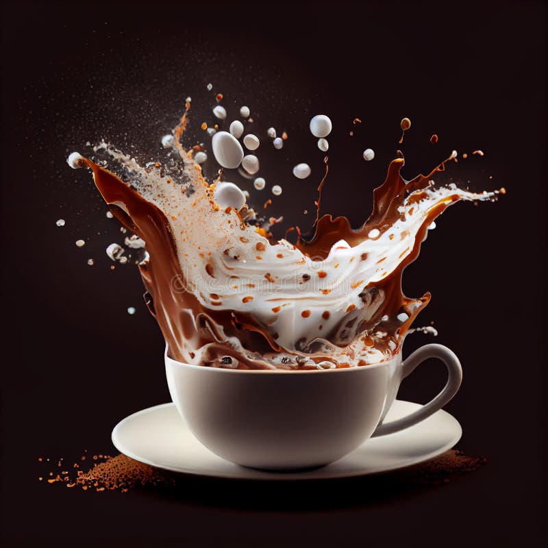 Splash Coffee.3D Coffee Cup on the Dark Background Stock Illustration ...