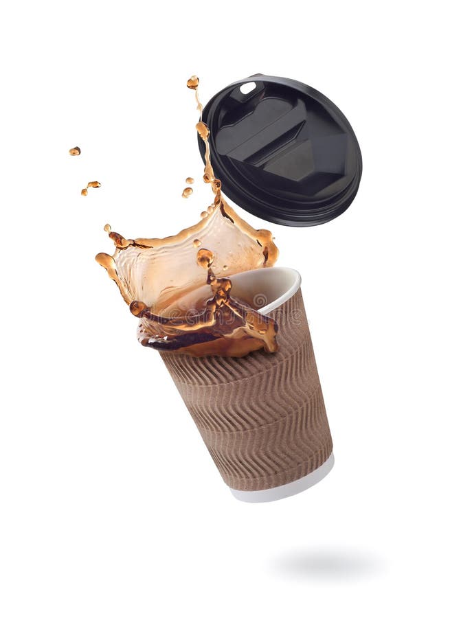 Coffee Paper Cup with Splash of Coffee Stock Photo - Image of fresh ...