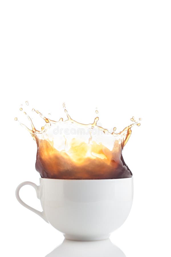 Splash of Coffee in White Cup Stock Photo - Image of coffee, color ...