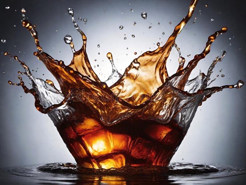 Splash of cola with ice stock illustration. Illustration of refreshment ...