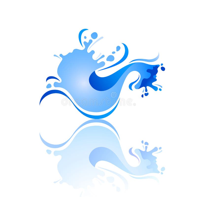 Splash Color Wave with Reflection Stock Vector - Illustration of ...