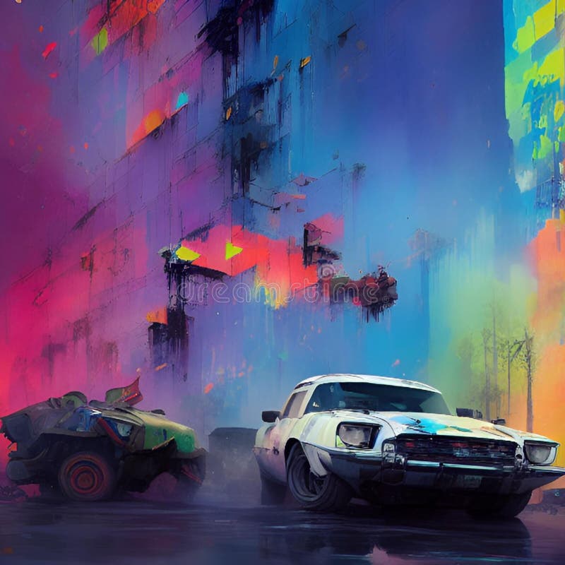 Splash Colorful Paint Art Background Car Stock Illustration ...
