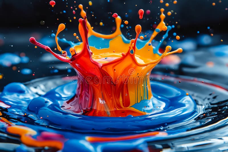 A Splash of Colorful Paint Splashing Out of a Pool of Water Stock Photo ...