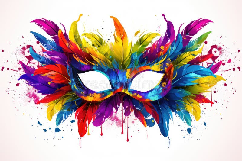 Splash of Colors: Artistic Carnival Mask with Vibrant Feathers ...