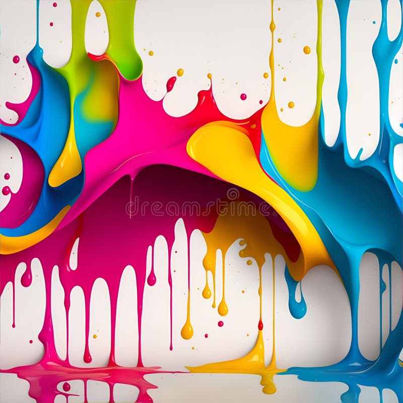 Splash Colors Drip Down on the Wall. Generative AI Stock Illustration ...