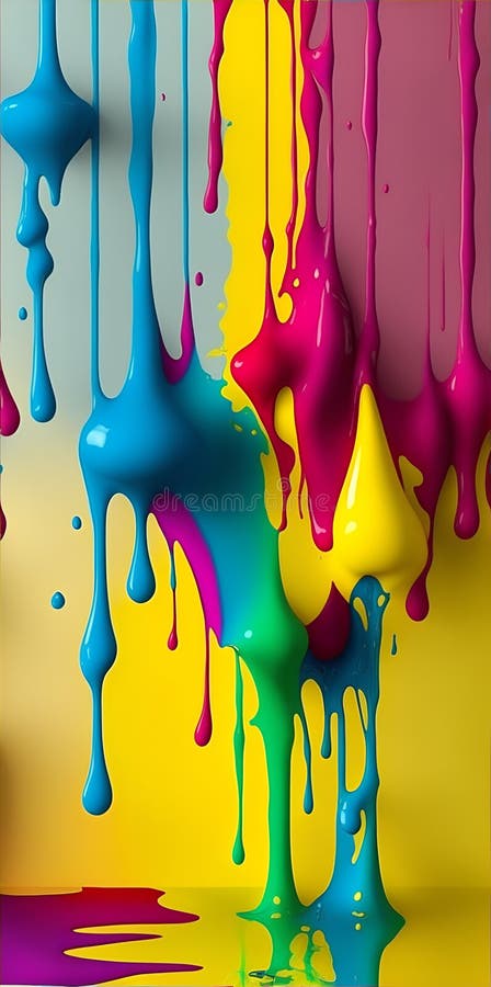 Splash Colors Drip Down on the Wall. Generative AI Stock Illustration ...