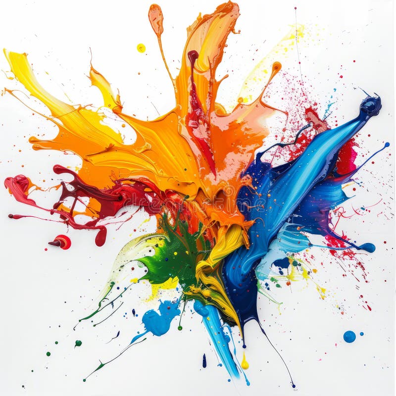 A Splash of Colors Mixed and Splashed on a White Background, Stock ...