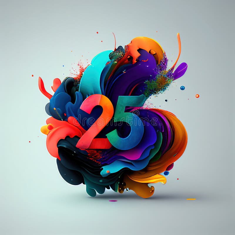 Splash of Colors with Number 25 Generative AI Stock Illustration ...