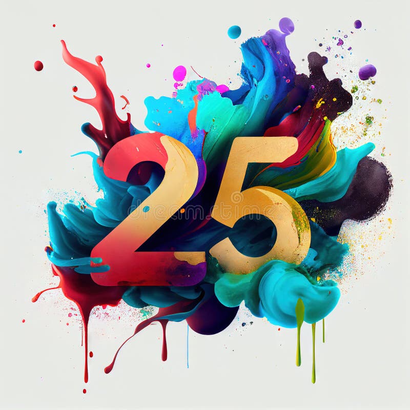 Splash of Colors with Number 25 Generative AI Stock Illustration ...