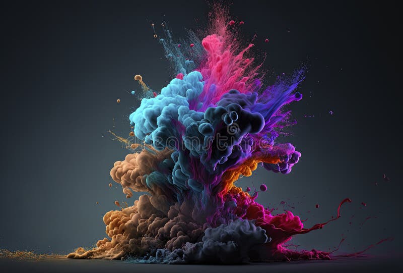 Splash of Colors Paint in the Air, Multicolors Paint Splashing ...