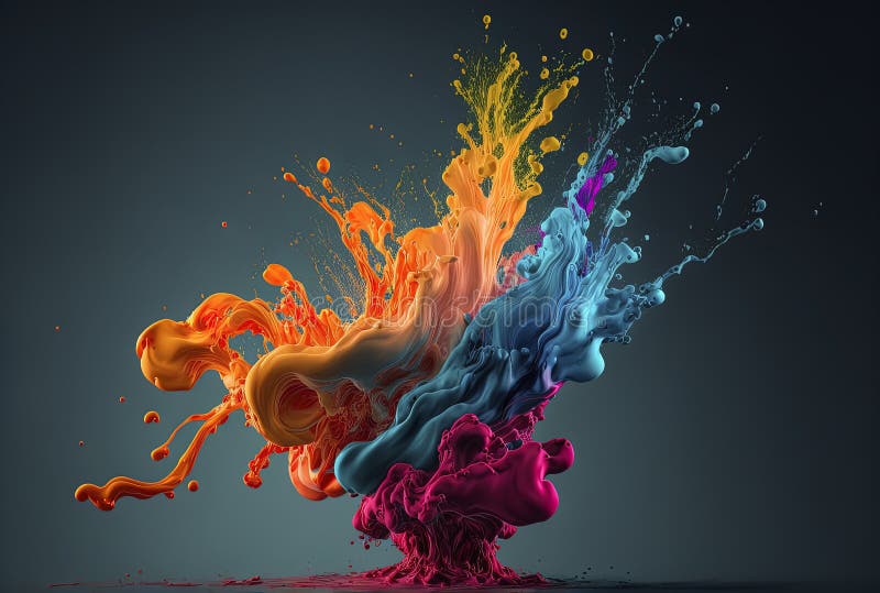 Splash of Colors Paint in the Air, Multicolors Paint Splashing ...