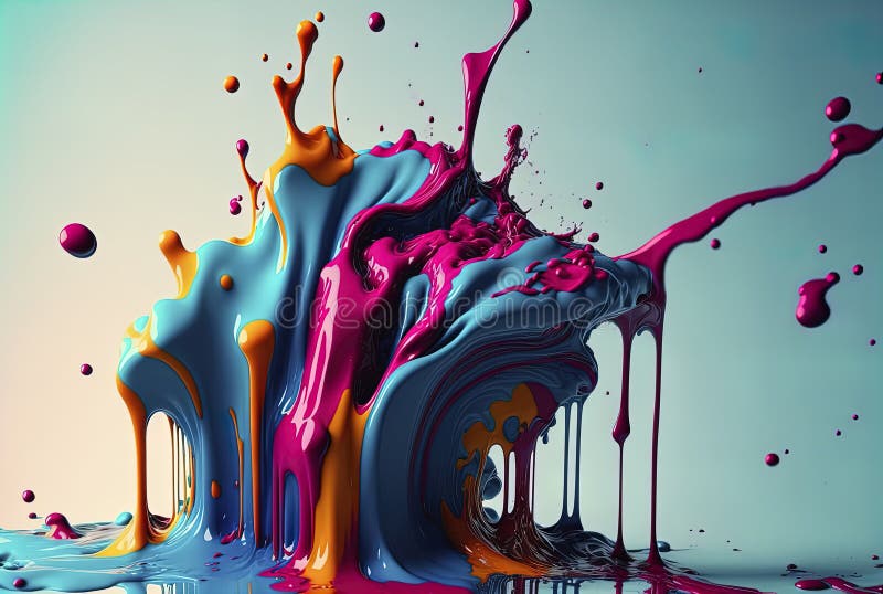 Splash of Colors Paint in the Air, Multicolors Paint Splashing ...